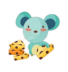 Cartoon mouse with a cheese and full belly Vector Image