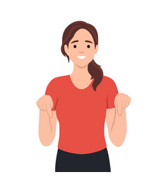 Woman pointing up Royalty Free Vector Image - VectorStock