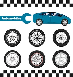 Car wheels icons set Royalty Free Vector Image