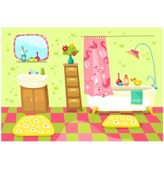 Bright cartoon bathroom interior Royalty Free Vector Image