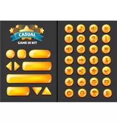 Black interface buttons 3d set of ui icons Vector Image