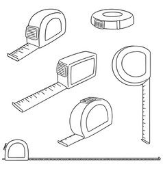 Tape measure doodle outline black and white Vector Image