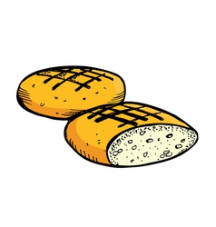 Rye round bread Royalty Free Vector Image - VectorStock