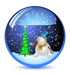 Snowman in snow globe Royalty Free Vector Image