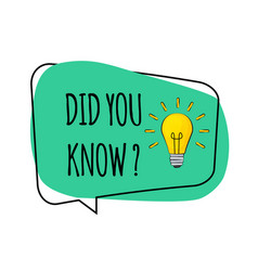 Did you know question inside rectangular speech Vector Image