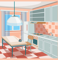 Cartoon modern kitchen interior background Vector Image
