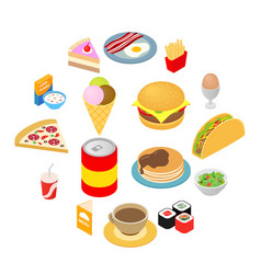 Isometric fast food elements set Royalty Free Vector Image