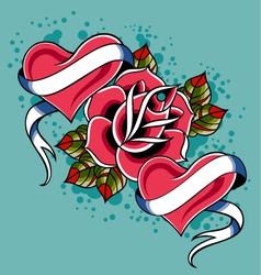 Heart rose ribbon emblem Royalty Free Vector Image