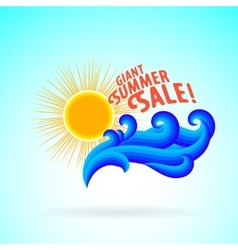 Sun and water waves design elements Royalty Free Vector