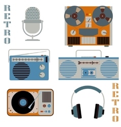 Retro media objects design elements set Royalty Free Vector