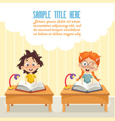Children studying Royalty Free Vector Image - VectorStock