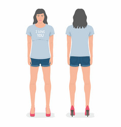 Woman body front and back view Royalty Free Vector Image