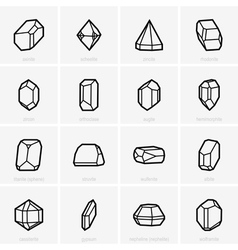 Crystal simple black line icons set Royalty Free Vector