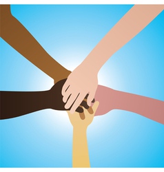 Two different colored hand giving a high five Vector Image