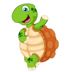 Cute green waving turtle Royalty Free Vector Image