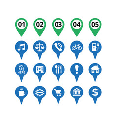 Flat map markers with numbers Royalty Free Vector Image