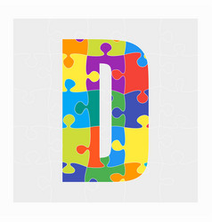 Color piece puzzle jigsaw letter Royalty Free Vector Image
