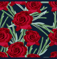 Seamless floral pattern with red roses and white h