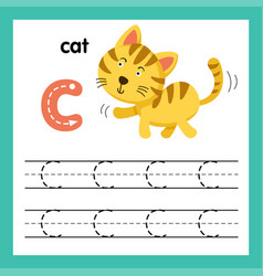 Alphabet letter c-cat exercise with cartoon Vector Image