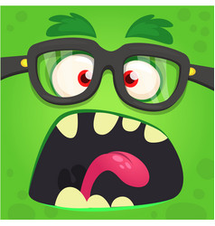 Cartoon smart monster face Royalty Free Vector Image