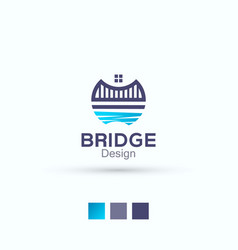 Bridge construction logo icon design Royalty Free Vector