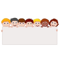 Cartoon little kids holding hand Royalty Free Vector Image