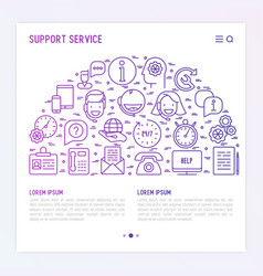 Support service concept with thin line icons Vector Image