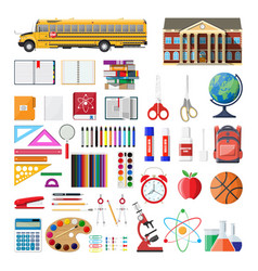 Green chalkboard and school supplies Royalty Free Vector