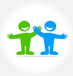 Happy business friends logo Royalty Free Vector Image