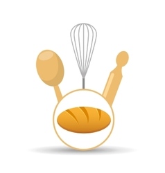 Cartoon baker holding bakery peel tool with bread Vector Image