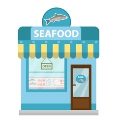 Cartoon seafood shop a small cute fish market Vector Image