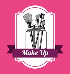 Set applicators make up brushes and cosmetics Vector Image