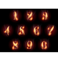 Flaming numbers set Royalty Free Vector Image - VectorStock