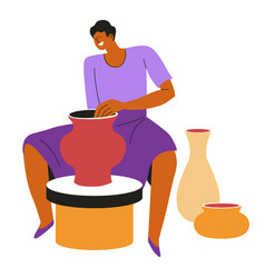 Cartoon smiling potter Royalty Free Vector Image